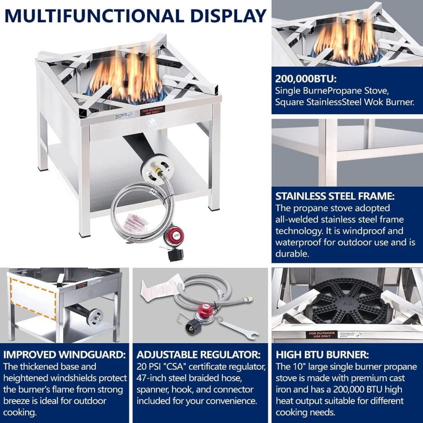 ARC Stainless Steel Single Burner Outdoor Propane Stove | AFH-SS4242S ...