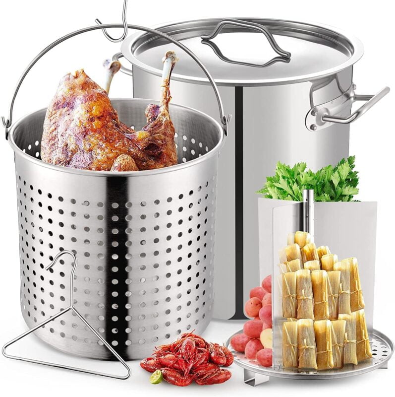 ARC 6-in-1 Stainless Steel Turkey Fryer Crawfish Boil Pot, Seafood Boil ...