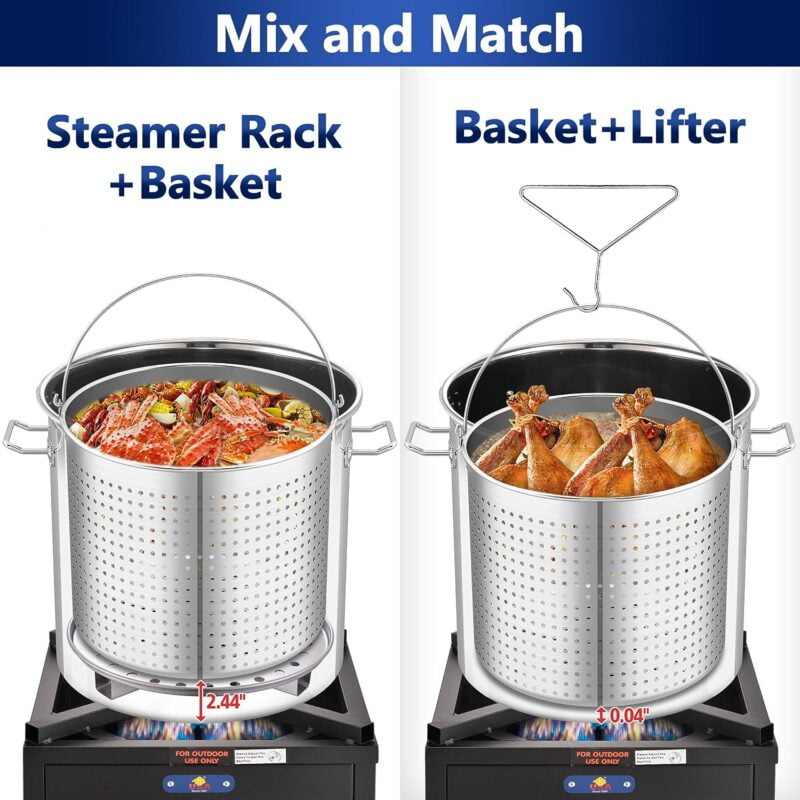ARC 6-in-1 Stainless Steel Turkey Fryer Crawfish Boil Pot, Seafood Boil ...