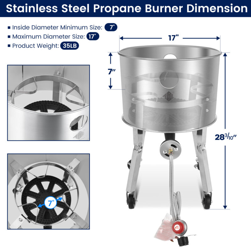 ARC Stainless Steel Outdoor Propane Burner with Wheeled Legs | AFH ...