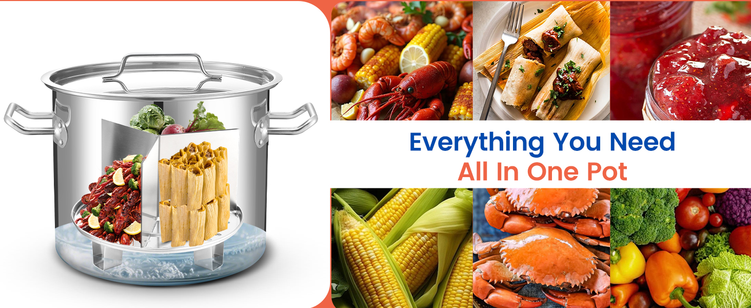 ARC 20-52QT Tamale Steamer Pot, Stainless Steel Food Steamer with Water ...